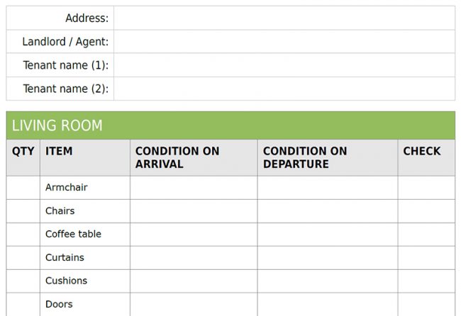 Landlord Inventory Guide & Template Form